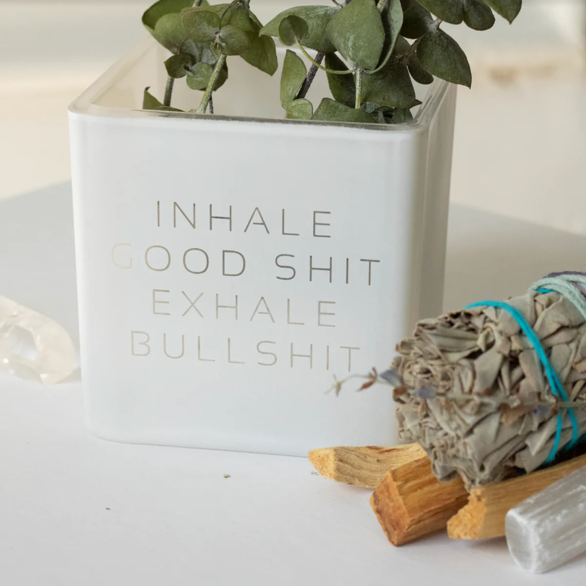 Inhale Good Shit Exhale Bullshit Smudge Kit - White – SENA Lifestyle Studio